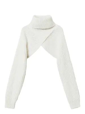 TWINSET Roll-neck Knit Shrug - White