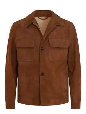 LARDINI Suede Shirt Jacket Brown