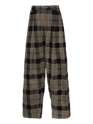 ZIGGY CHEN Checked Straight-leg Trousers - Grey