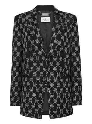 Philipp Plein Monogram-embellished Wool Blazer - Black