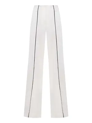 A.M.G. Contrast-piping Wide Leg Trousers - White