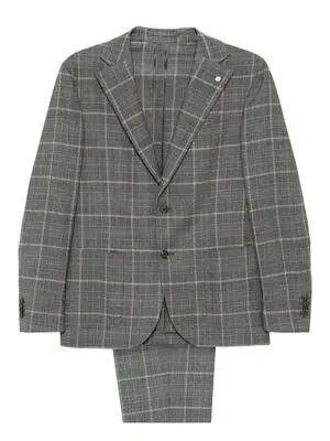 LUIGI BIANCHI MANTOVA Prince Of Wales Check Suit - Grey