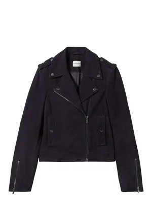 Claudie Pierlot Suede Biker Jacket - Blue