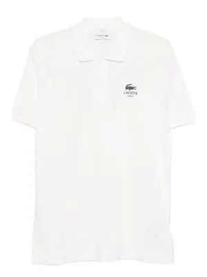 Lacoste Classic Fit Signature Print Polo Shirt - White