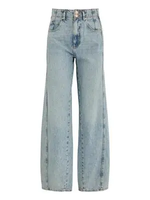 Free People Aster Panelled Straight-leg Jeans - Light Blue
