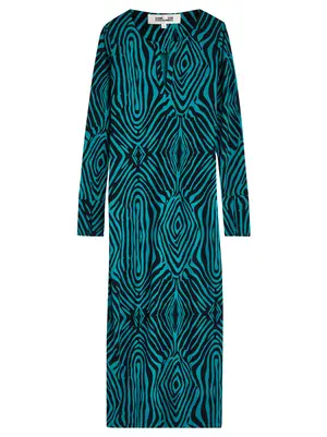 Diane Von Furstenberg Sonca Zebra-print Jersey Midi Dress - Blue