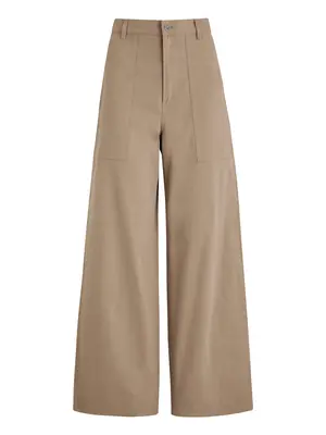 Moncler Wide-leg Stretch-cotton Trousers - Camel