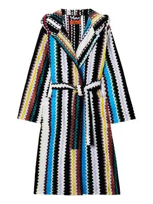 Missoni Curt Hooded Striped Cotton-terry Robe - Blue
