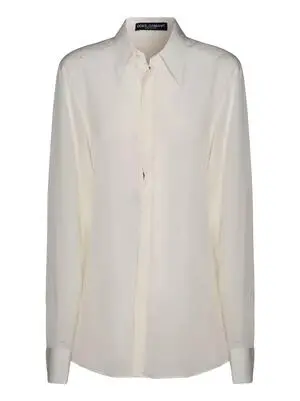 Dolce & Gabbana Concealed Fastening Silk Shirt - Neutrals
