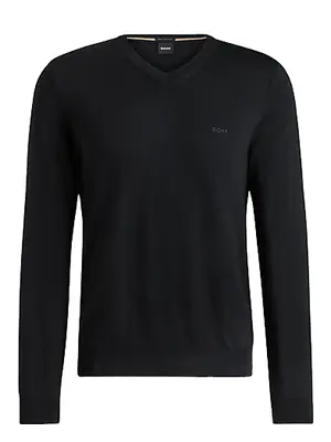 BOSS Embroidered-logo Wool Jumper - Black