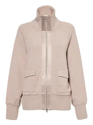 Varley Roxbury Sateen-trimmed Jacket - Taupe Marl
