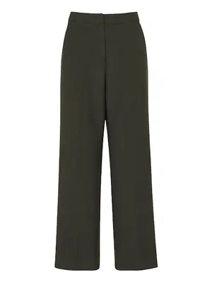 Whistles Regular-fit High-rise Stretch Wool-blend Trousers - Dark Green