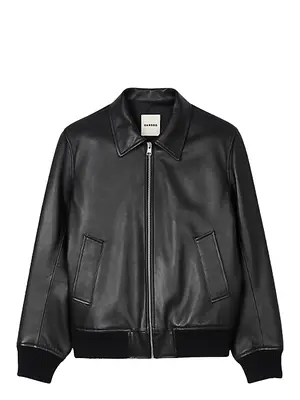 Sandro Relaxed-fit Leather Jacket - Noir / Gris
