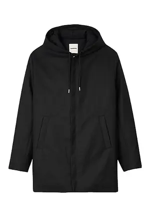 Sandro Hooded Zip-up Parka Jacket - Noir / Gris