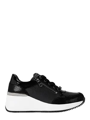 Carvela Leather Low-top Trainers With Wedge Sole - Black