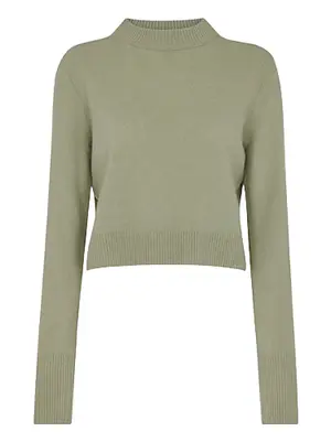 Whistles Round-neck Cropped Wool Jumper - Pale Green