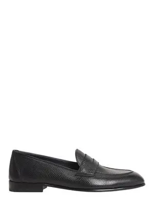 Brioni Brioni Grained Deerskin Leather Appia Loafers Black