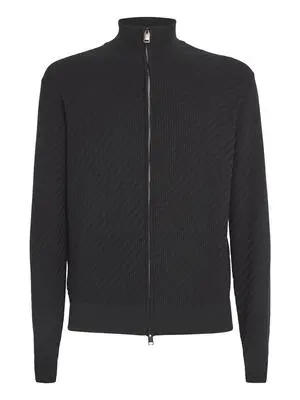Brioni Cotton-silk-cashmere Zipped Sweater - Black