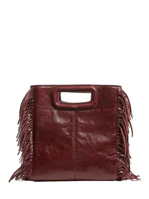 Maje Cracked Leather Fringed M Bag Multi