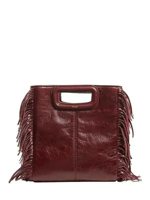 MAJE Cracked Leather Fringed M Bag