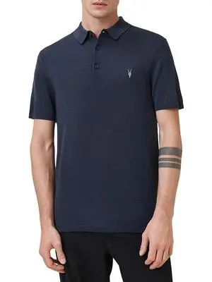 ALLSAINTS Mode Merino Wool Polo Shirt - Navy Blue