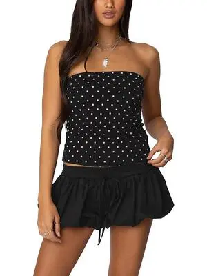 EDIKTED Polka Dot Built-in Bra Tube Top - Black And White
