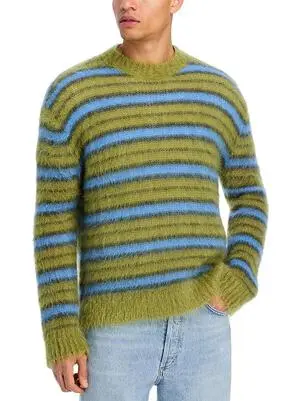 Marni Striped Mohair-blend Crewneck Sweater - Acid
