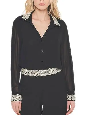 AS By DF After Dark Rhinestone Blouse - Black