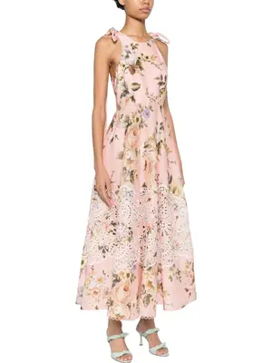Zimmermann Acacia Broderie Midi Dress - Pink