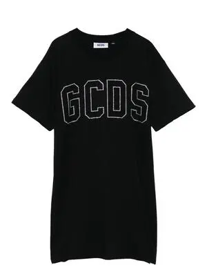 Gcds Crystal-embellished Logo T-shirt - Black