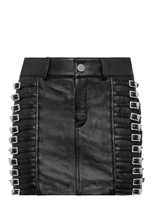 Philipp Plein Crystal-embellished Mini Leather Skirt - Black