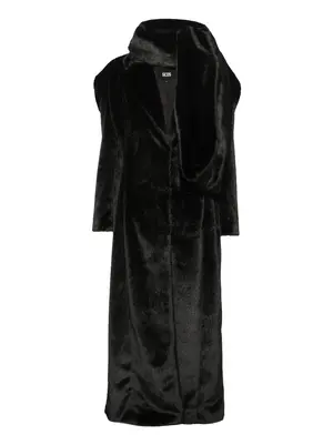 Gcds Faux Fur Coat With Scarf Detail - Black