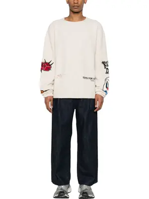 Gcds Patch-detailing Bouclé Sweater - White
