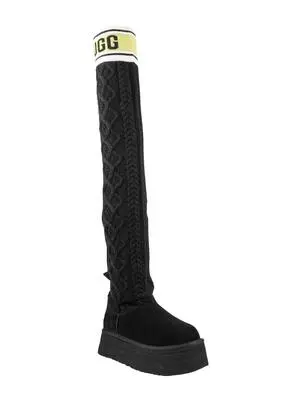 UGG Classic Sweater Letter Boots - Black