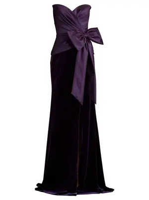 Tadashi Shoji Bow-detail Strapless Gown - Purple