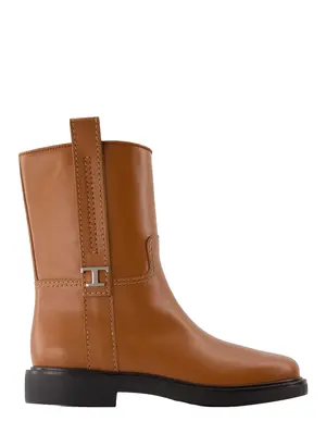 TOD'S Leather Cowboy Boots - Brown