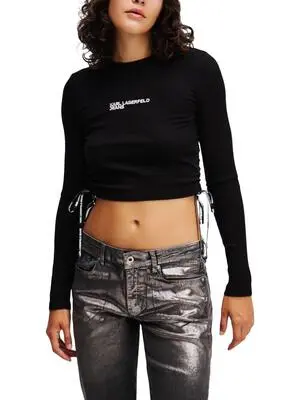 Karl Lagerfeld Long-sleeved Ribbed T-shirt - Black