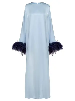 Sleeper Sleeper Suzi Maxi Dress With Feathered Cuffs Blue