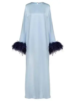Sleeper Sleeper Suzi Maxi Dress With Feathered Cuffs Blue
