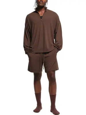 SKIMS Jersey Lounge Relaxed Quarter Zip Pullover Mud