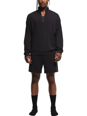 SKIMS Jersey Lounge Relaxed Quarter Zip Pullover - Obsidian