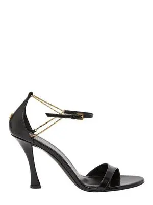 Givenchy Givenchy Liquid 4G Leather Ankle-Strap Sandals Black/gold