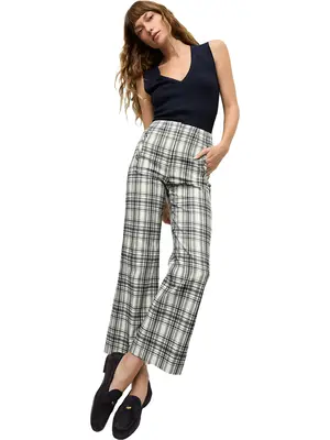 Veronica Beard Veronica Beard Dova Plaid Pant Ivory/navy
