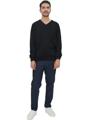 Gobi Cashmere Essential V-Neck Cashmere Sweater Black