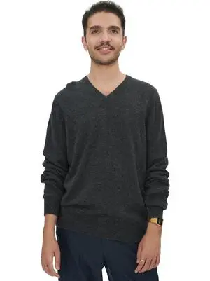 Gobi Cashmere Essential V-Neck Cashmere Sweater Charcoal