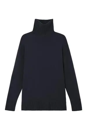 Lafayette 148 New York Cashmere Stand Collar Cocoon Sweater - Blue Ink
