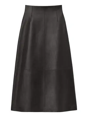 Lafayette 148 New York Nappa Leather High-waisted Midi Skirt - Black