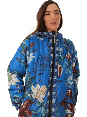 Farm Rio Reversible Puffer Jacket - Cashew Mandala Cream