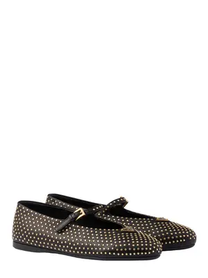 Prada Prada Nappa Leather Ballerinas With Studs Black