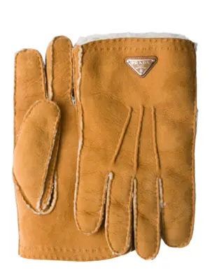 Prada Prada Suede Sheepskin Gloves Honey